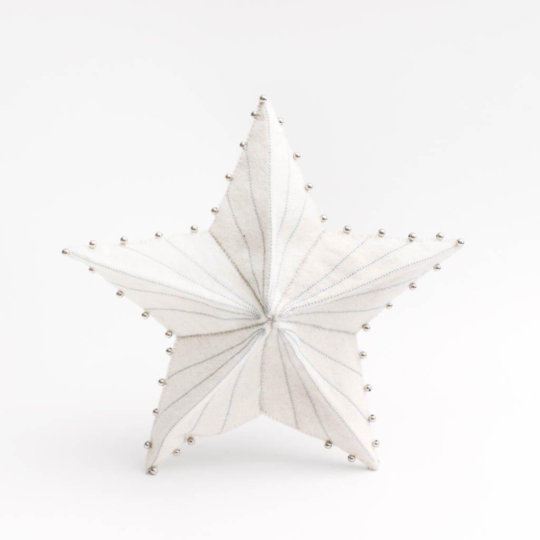 Silver Starburst Tree Topper Large, Hand Felted Christmas Tree ...