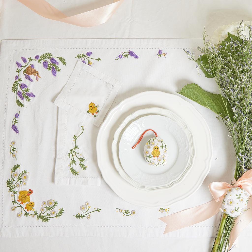 Spring Embroidery Table Runner, Hand Embroidered Cloth Table Mat, Hand ...