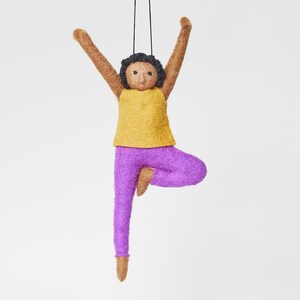 Yoga Tree Pose Ornament, Hand Felted Stretched Yogi, Handmade Spiritual ...