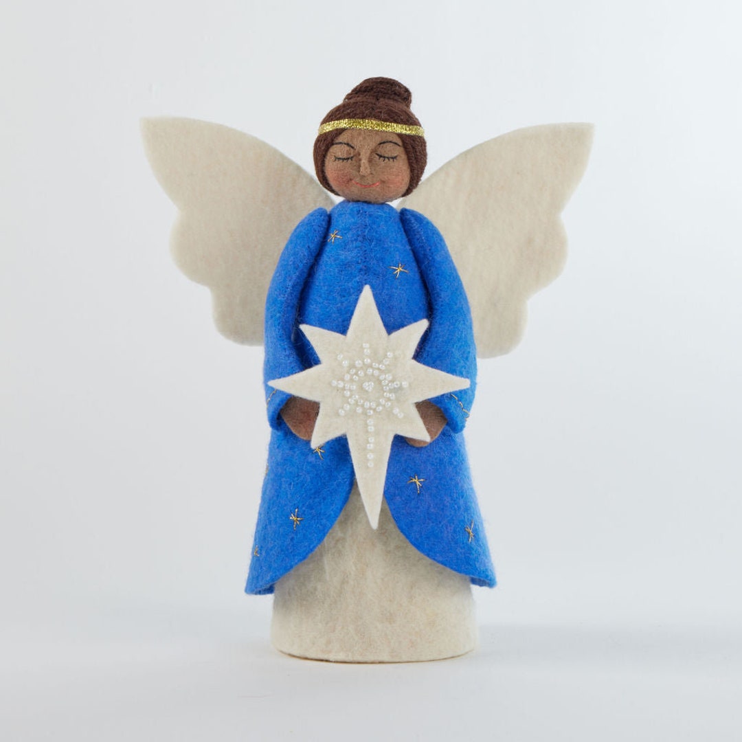 Midnight Star Tree Topper Brown, Hand Felted Christmas Tree Adornment ...