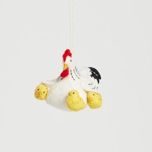 Mama Clucky the Hen With Chicks Ornament, Hand Felted Farm Animal Charm ...