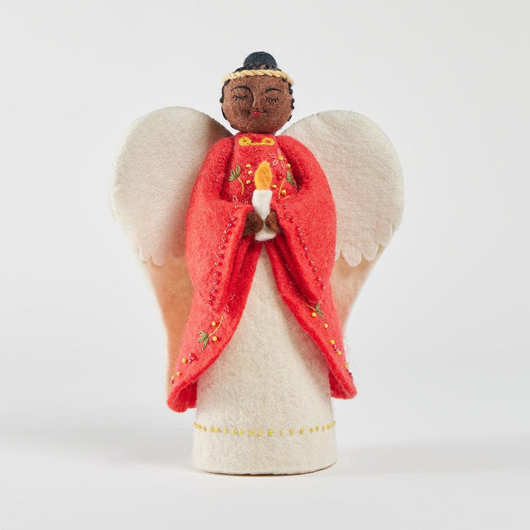 Angel With Candle Tree Topper, Hand Felted Christmas Tree Accessory ...