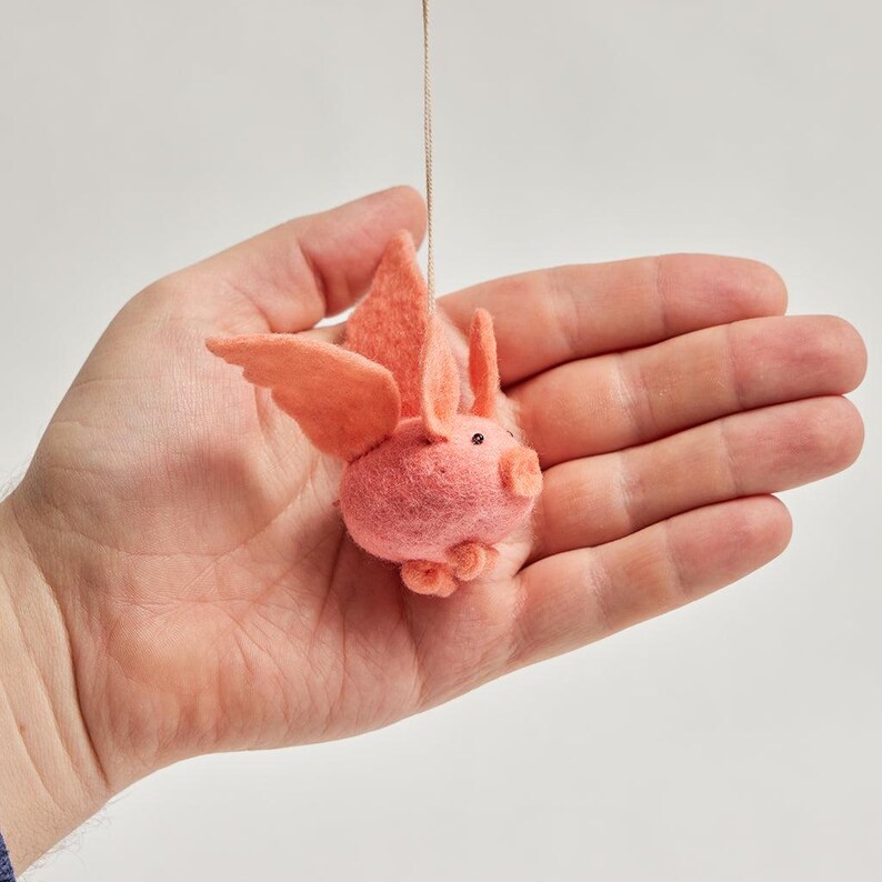 Little Pinkie Pig Ornament, Hand Felted Cute Pink Farm Animal, Handmade ...