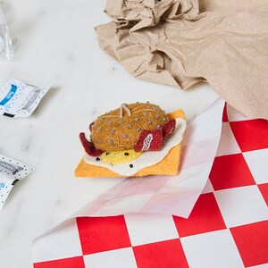 Bacon, Egg & Cheese Breakfast Sandwich Ornament, Hand Felted Deli Meal ...
