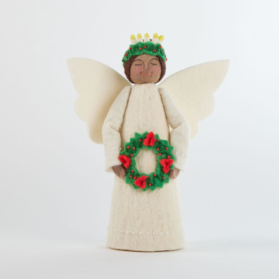Santa Lucia Angel Tree Topper Brown Skin and Brown Hair - Etsy UK