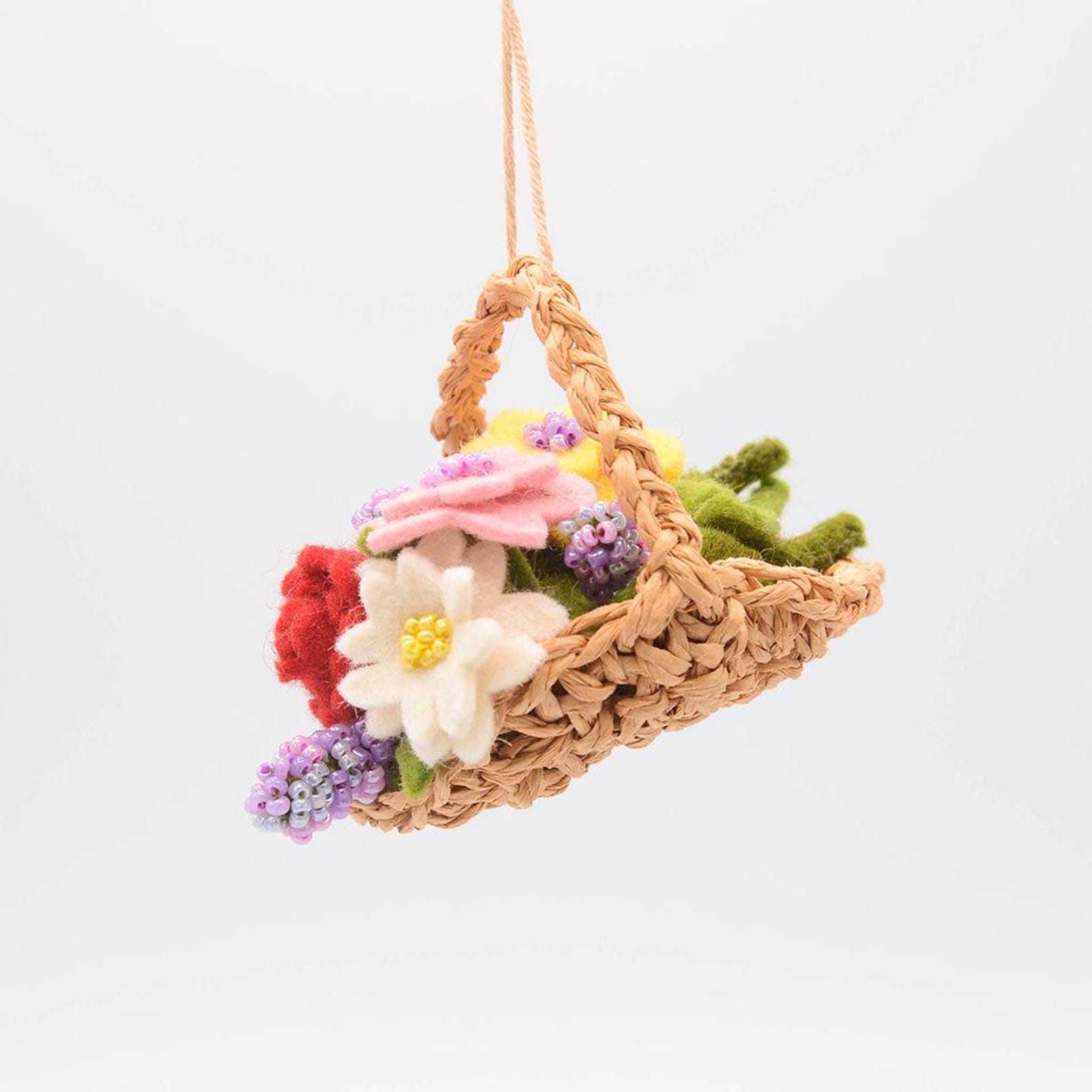 Garden Flower Basket Ornament, Handmade Spring Floral Keepsake ...