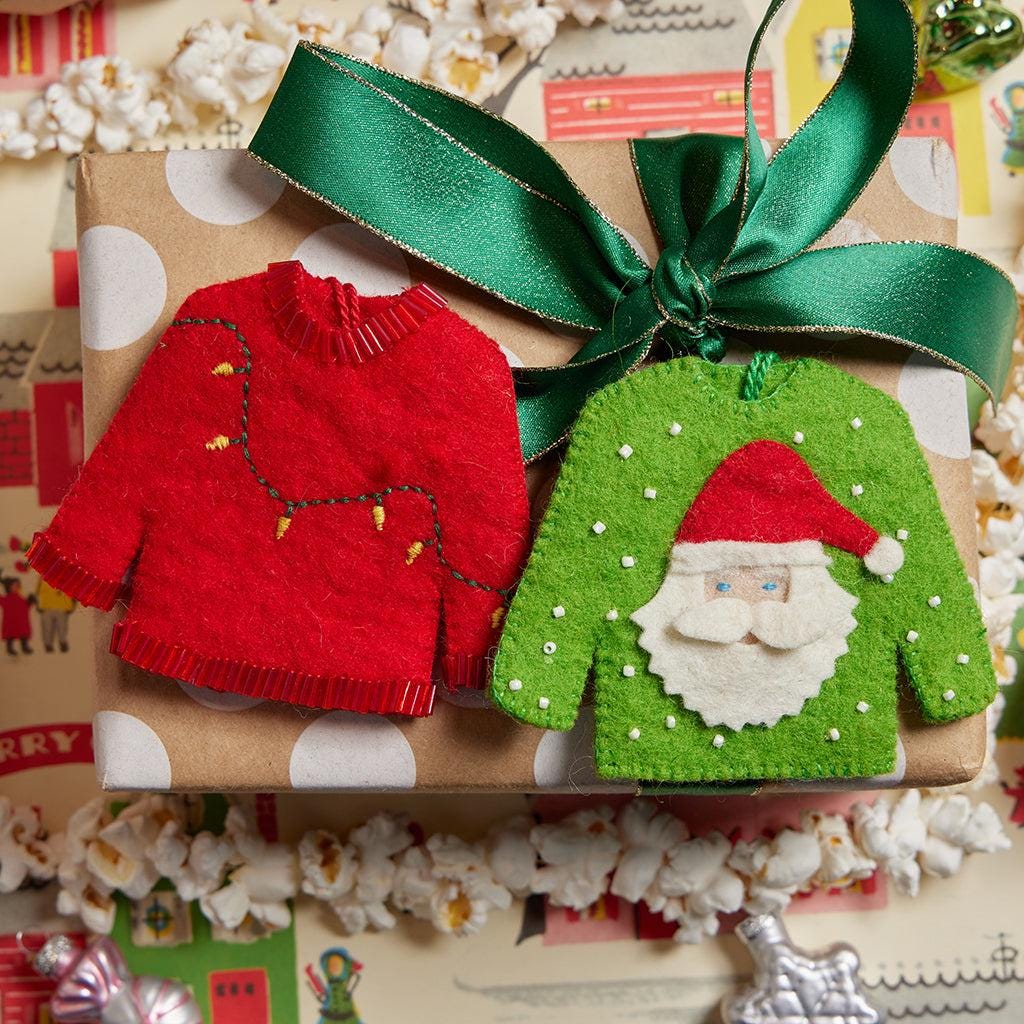Jolly Santa Sweater, Hand Felted Winter Holiday Clothing Ornament ...