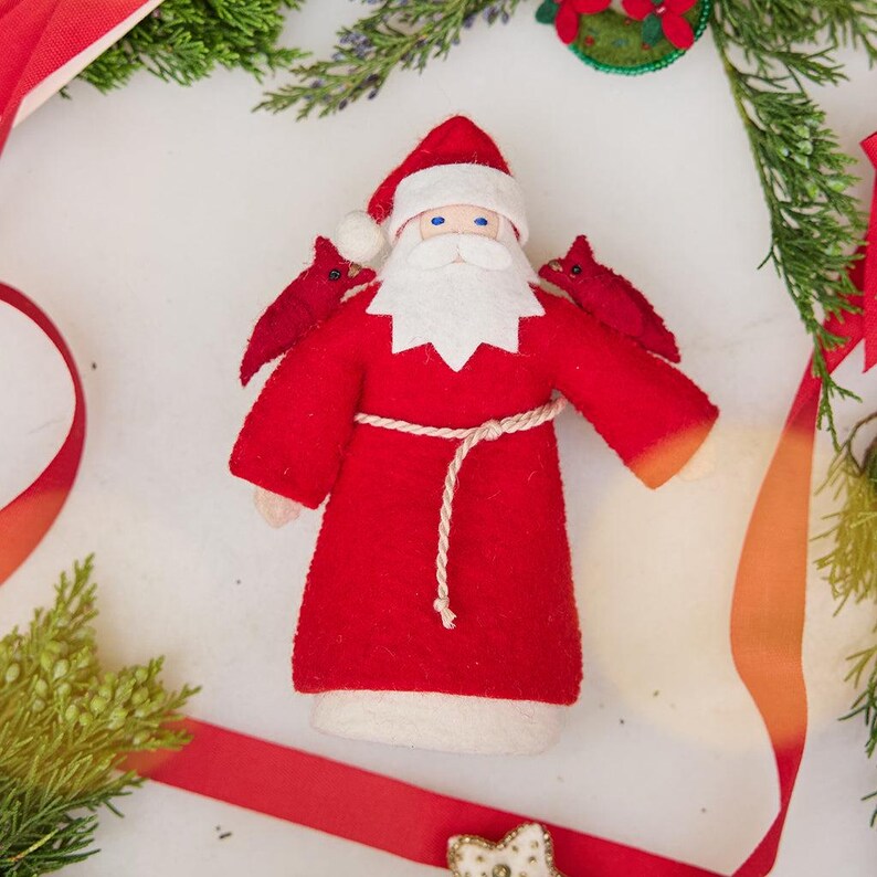 Snowy Garden Father Christmas Ornament - Light, Hand Felted Santa Claus ...
