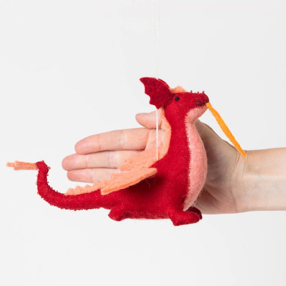 Magenta Fire Dragon Ornament, Hand Felted Mythical Animal Charm ...