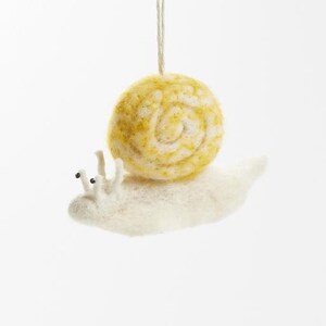 Yellow Slow Living Snail Ornament, Hand Needle Felted Slug Charm ...