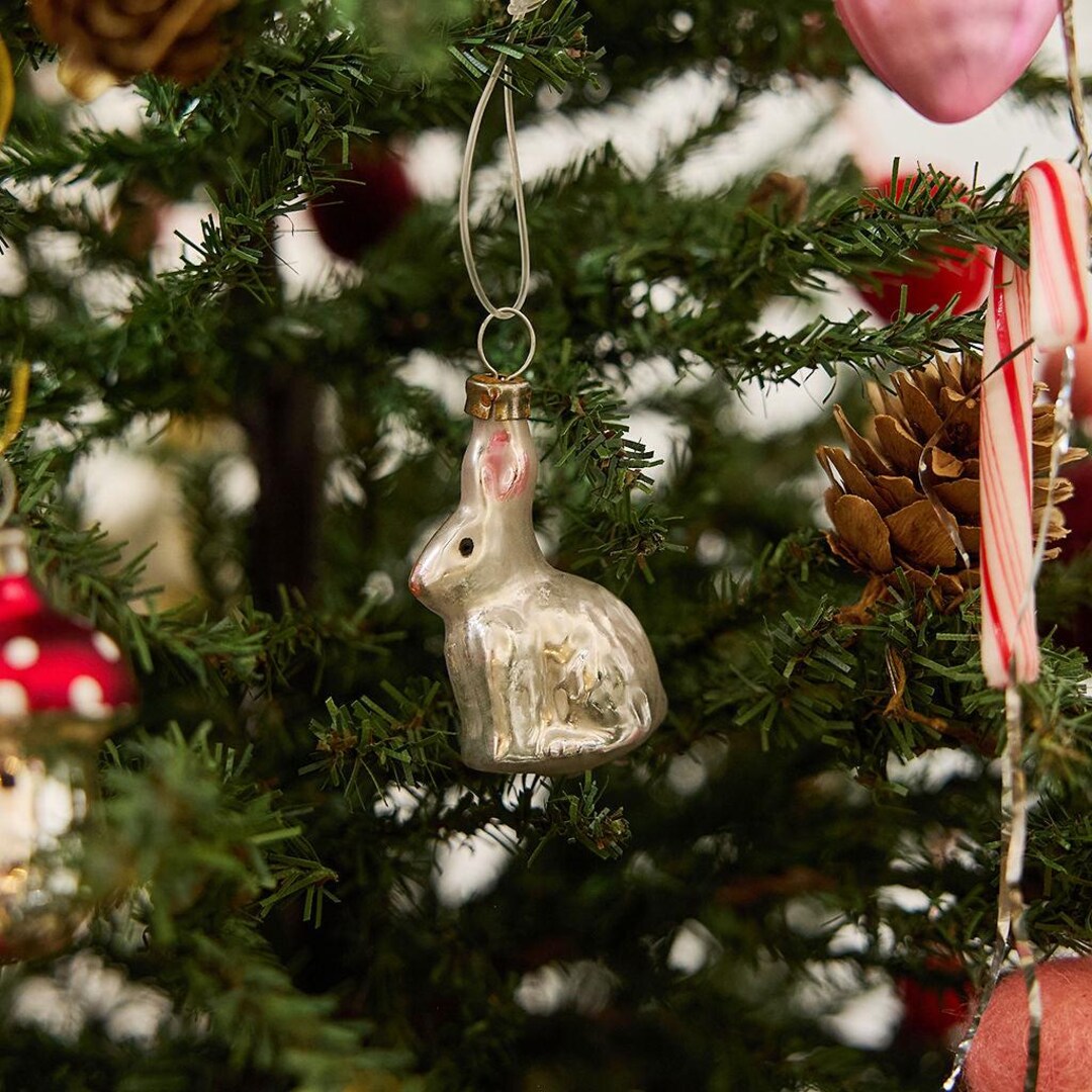 Handblown Mini Glass Rabbit Ornament, Glass Bunny Charm, Handmade ...