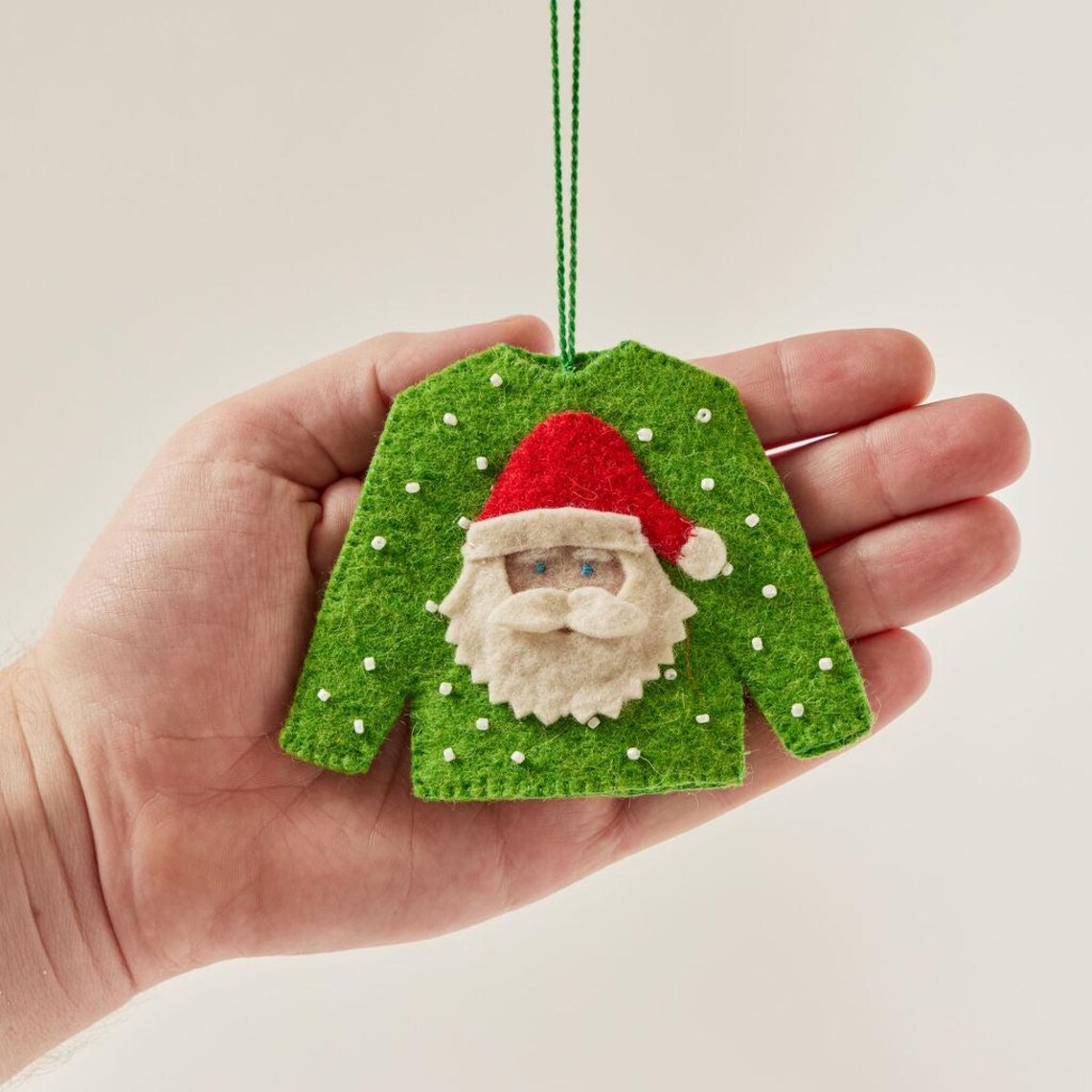 Jolly Santa Sweater, Hand Felted Winter Holiday Clothing Ornament ...