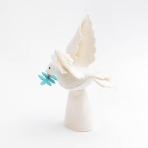 Small Season of Peace Dove Tree Topper, Hand Felted White Bird With ...