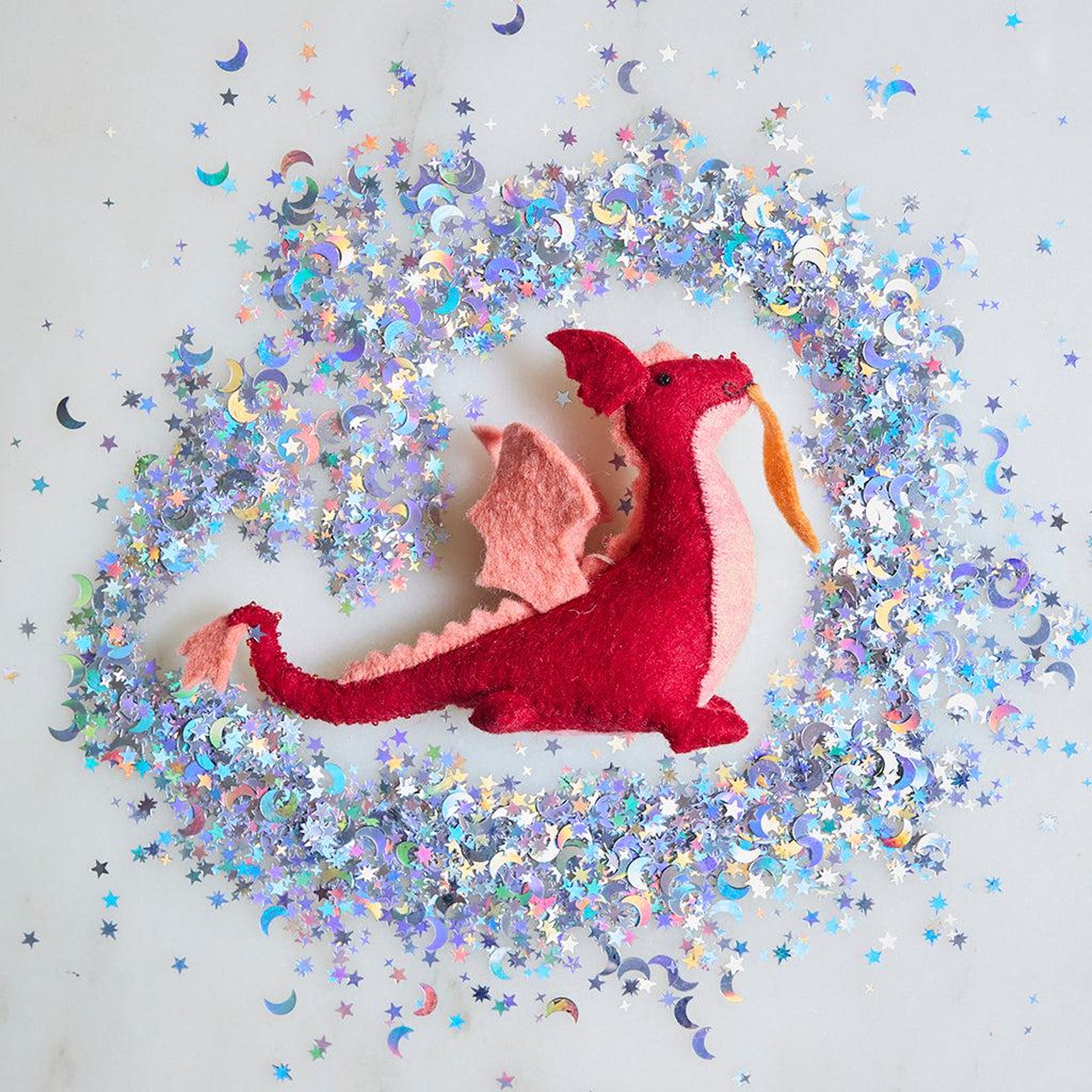 Magenta Fire Dragon Ornament, Hand Felted Mythical Animal Charm ...