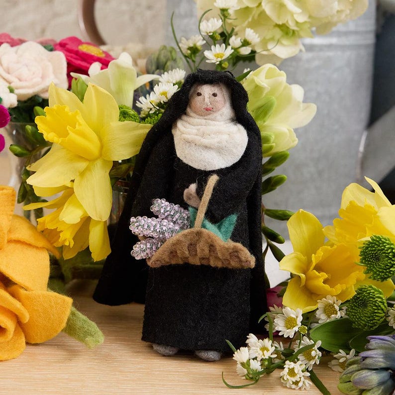 Nun With Lavender Ornament, Hand Felted Monastic Charm, Handmade ...