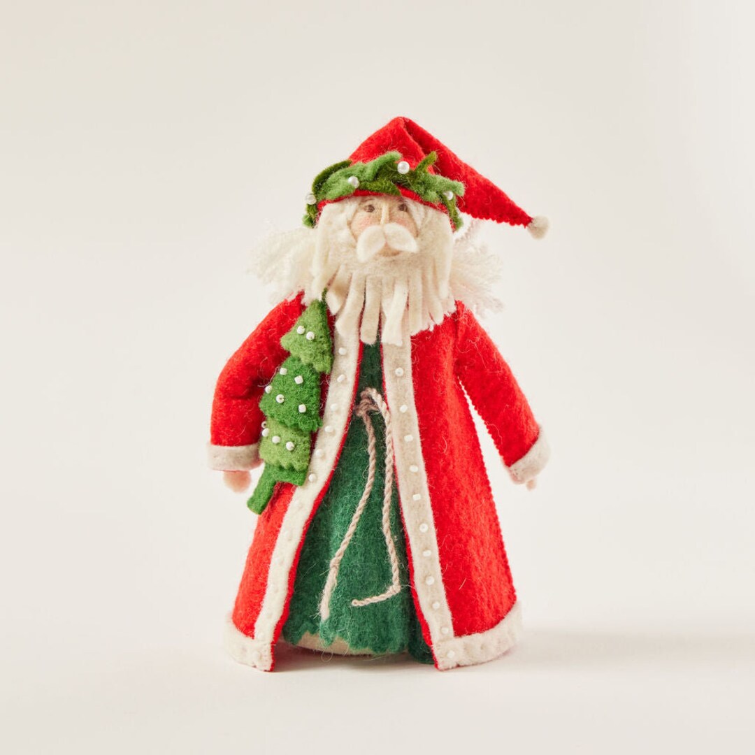 Father Christmas Mini Tree Topper, Hand Felted Small Santa Adornment ...