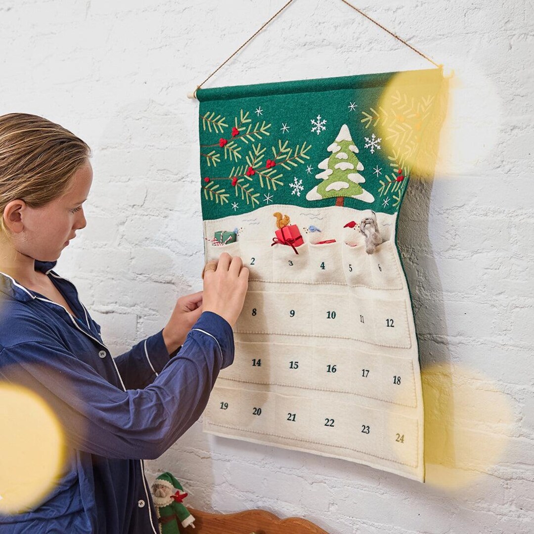 Woodland Advent Calendar, Handmade Christmas Countdown Decor, Rustic ...