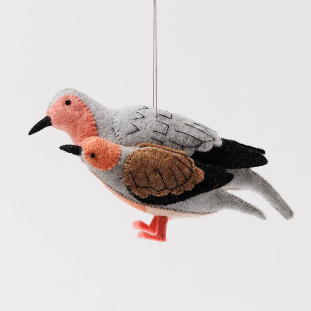 Mourning Dove Pair Ornament, Hand Felted Pigeons, Handmade Bird Charm ...