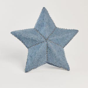 Small Blue Star Topper With Silver Beads, Hand Felted Christmas Tree ...