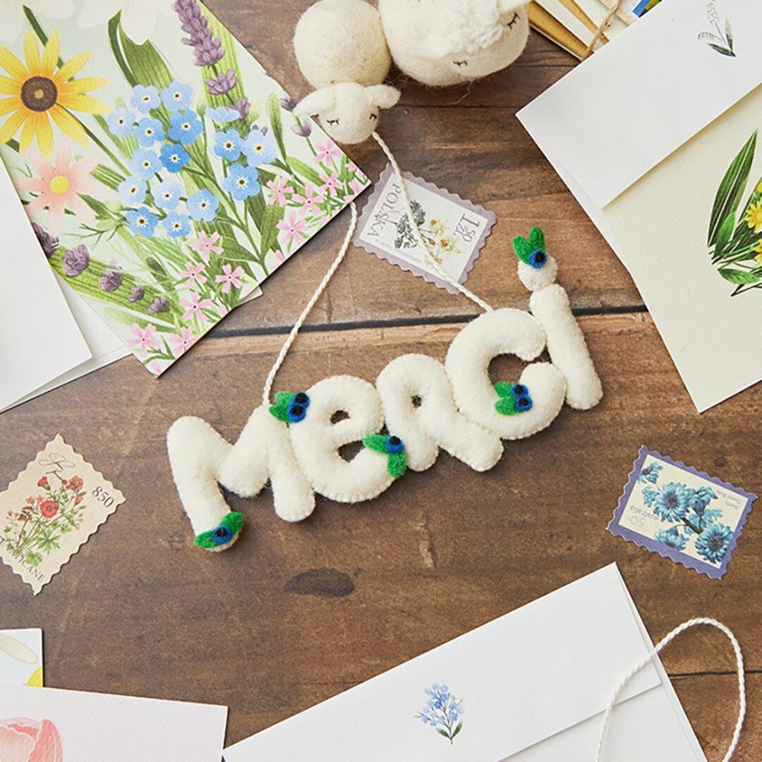 Merci Blueberries Ornament, Hand Felted Thank You Ornament, Handmade ...