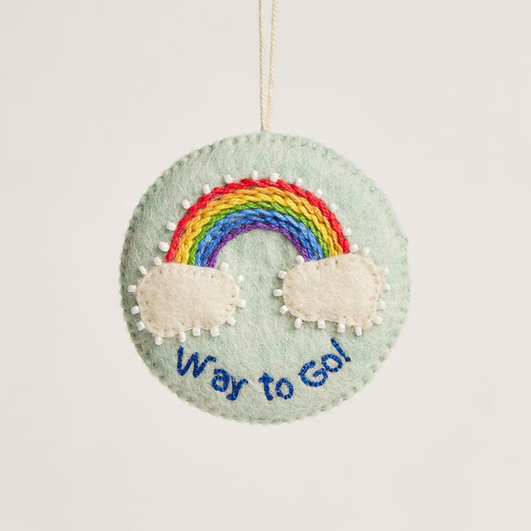 Way to Go! You Rock Badge, Hand Felted Rainbow Pin, Handmade Merit ...