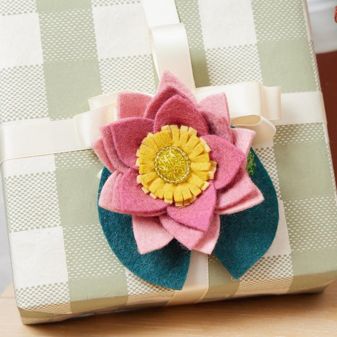 Lotus Flower Ornament, Hand Felted Floral Charm, Handmade Botanical ...