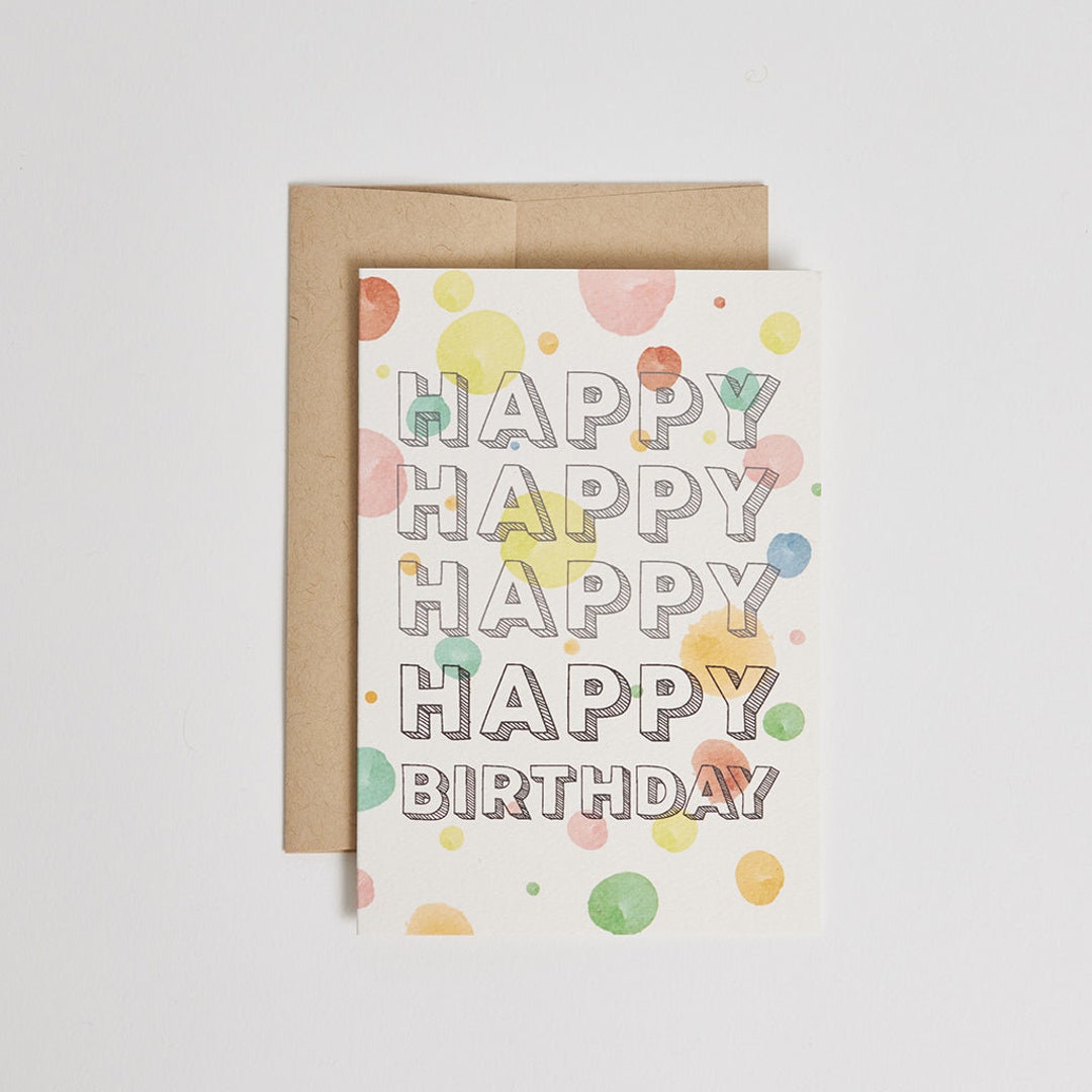 Happy Birthday Dot Card, Birthday Celebration Stationery, Gift Note ...