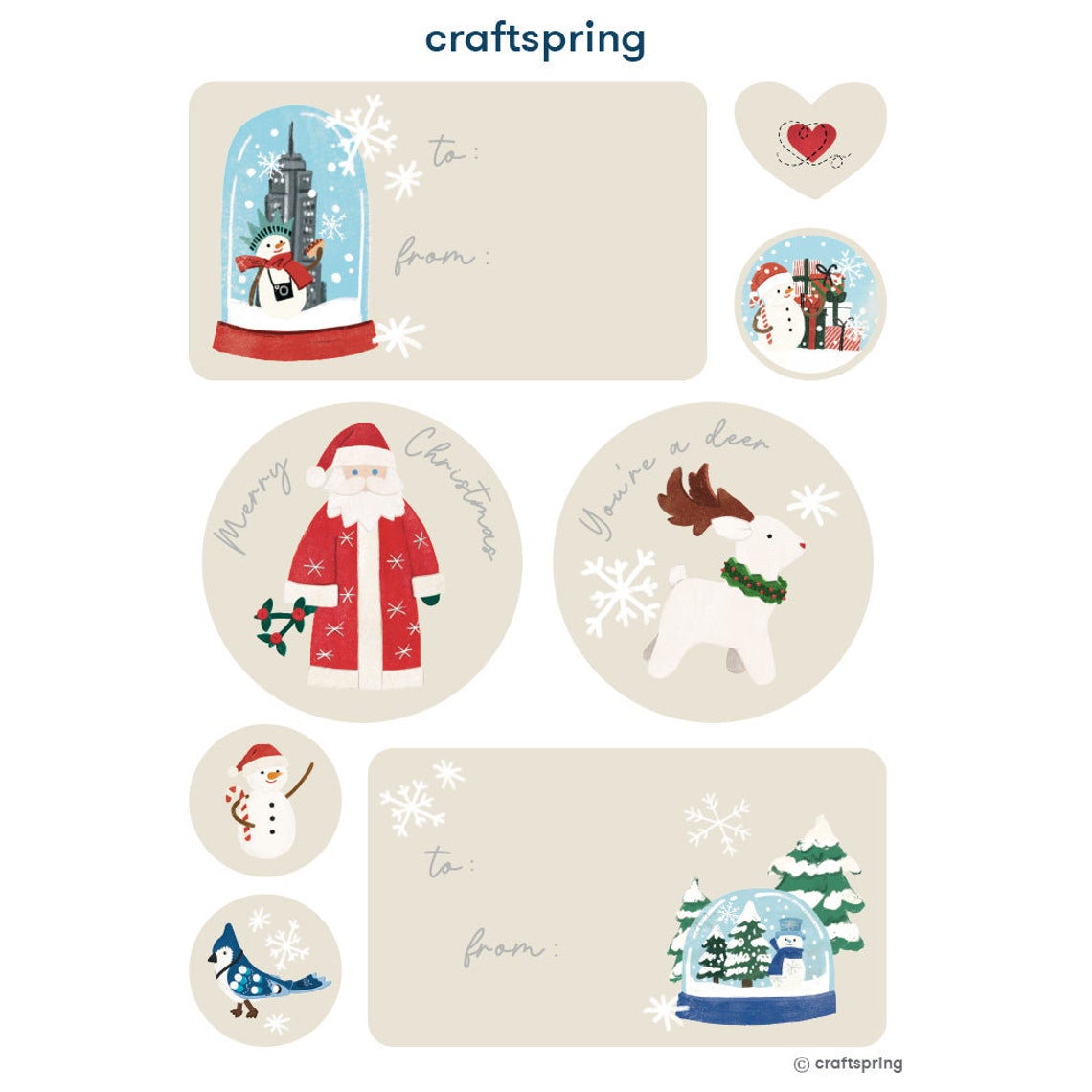 Classic Christmas Sticker Sheet Christmas Stationery Holiday - Etsy