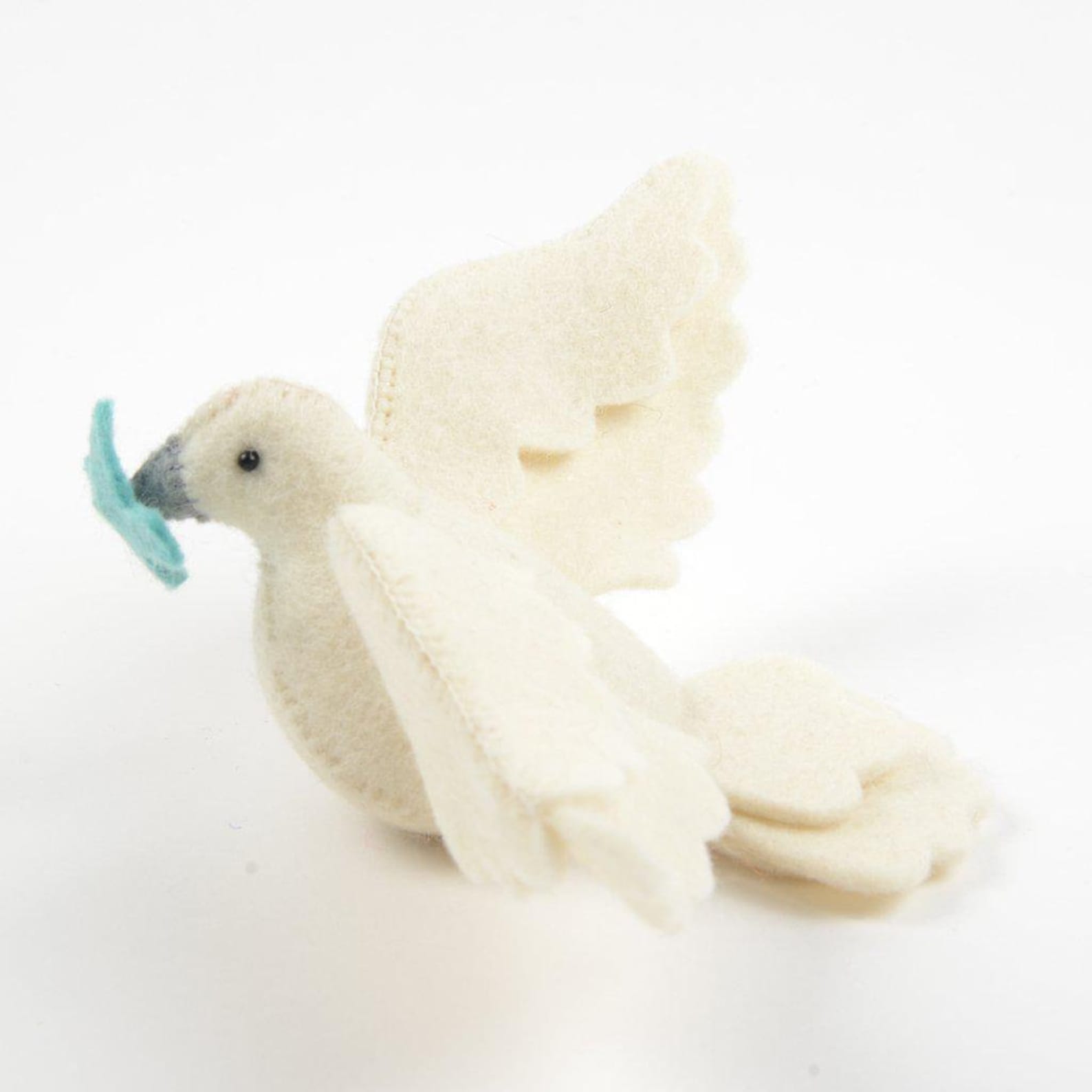 Flying Dove Ornament, Hand Felted White Bird Ornament, Handmade ...