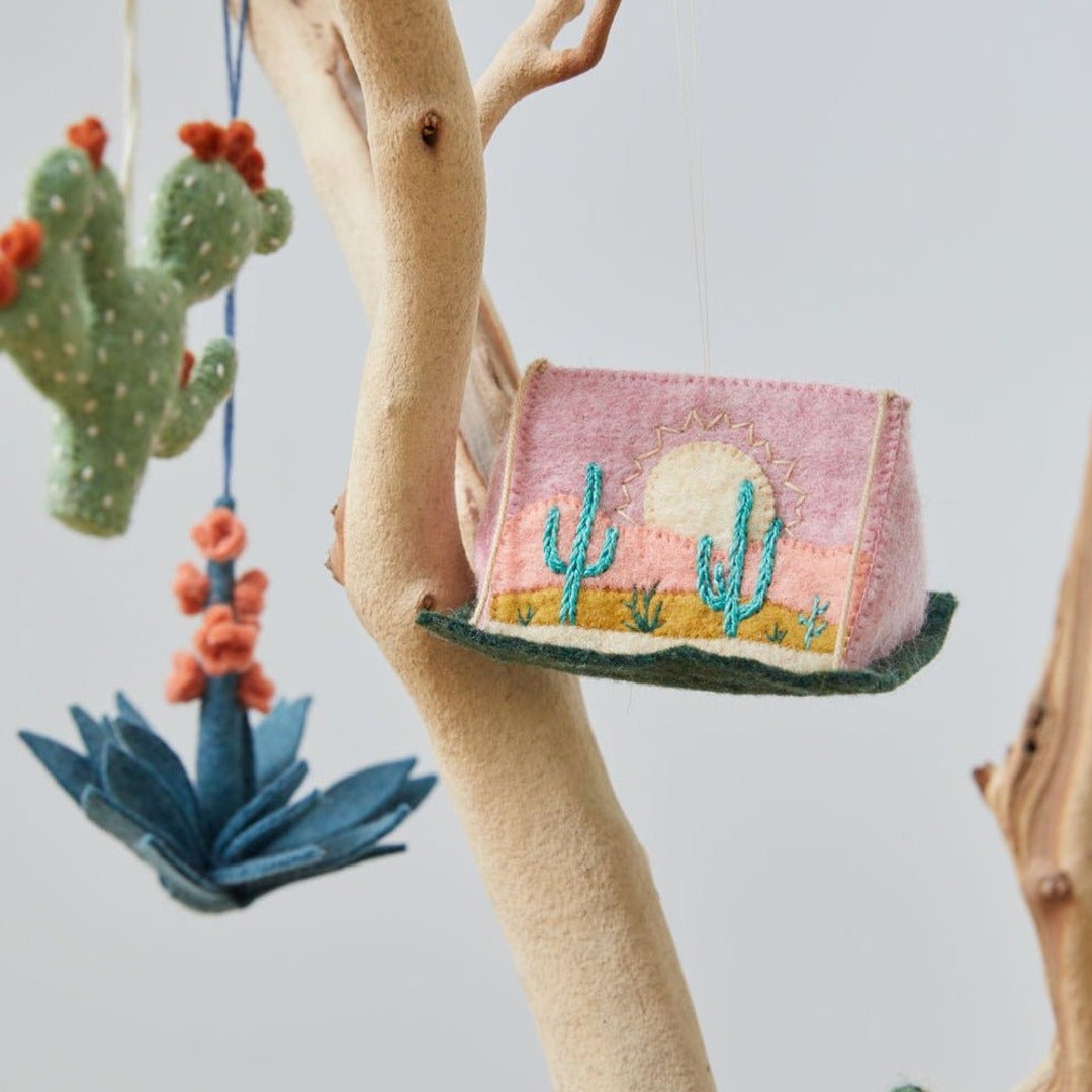 Desert Blessings Tent Ornament, Hand Embroidered Camping Trip Keepsake ...