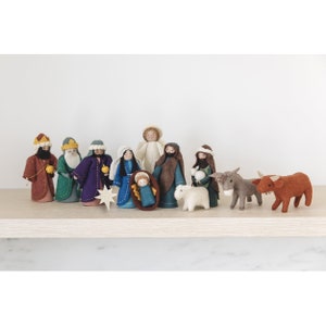 Holy Night Nativity Scene Light, Hand Felted Christmas Manger Charms ...