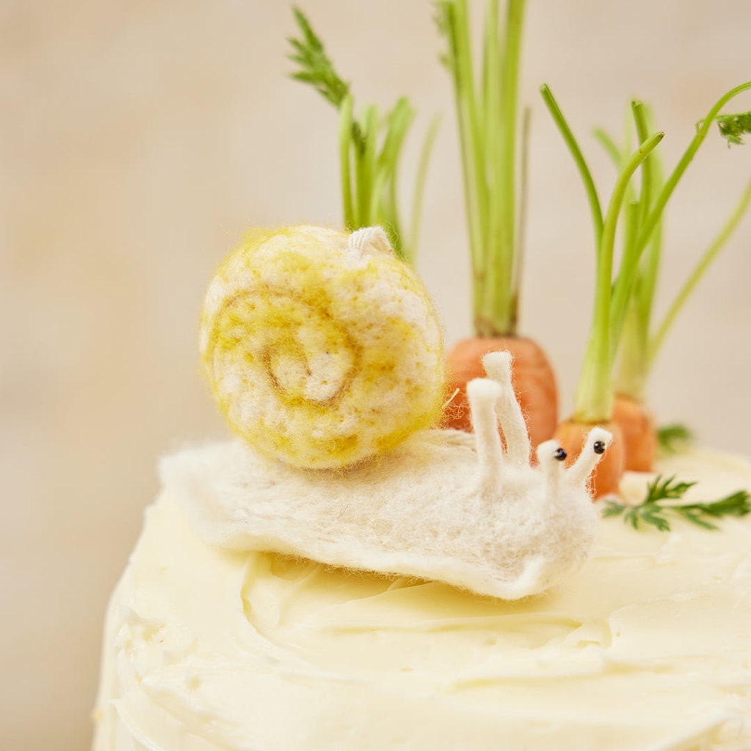 Yellow Slow Living Snail Ornament, Hand Needle Felted Slug Charm ...