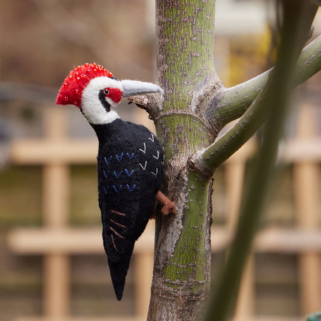 Pileated Woodpecker Ornament, Hand Felted Feathered Friend, Handmade ...