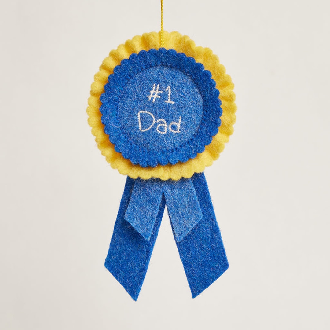 No. 1 Dad Ribbon Badge, Hand Felted Celebratory Pin, Handmade Father's ...