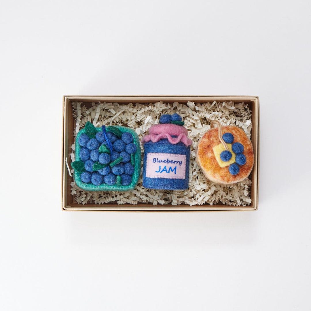 Blueberry Breakfast Gift Box Set, Handmade Felt Decor Keepsake, Foodie ...