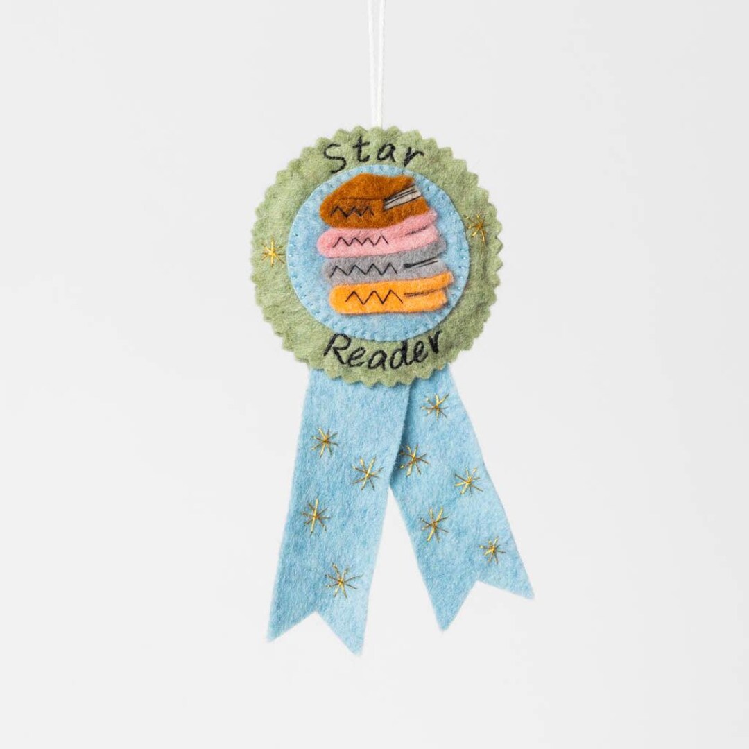Star Reader Badge, Hand Felted Congratulatory Pin, Handmade Merit ...