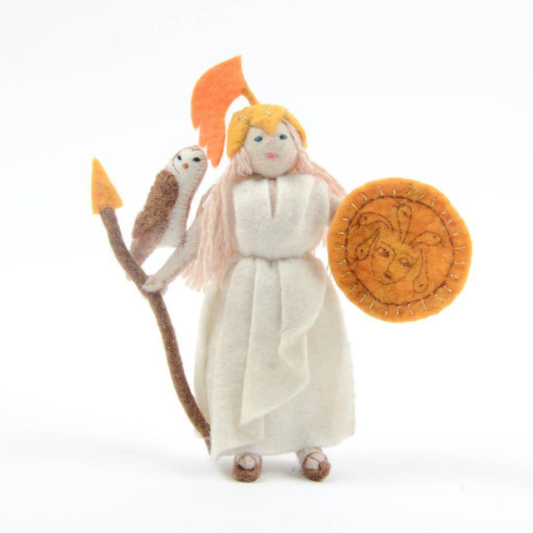 Athena With Owl Ornament, Hand Felted Wisdom Goddess, Handmade Greek ...