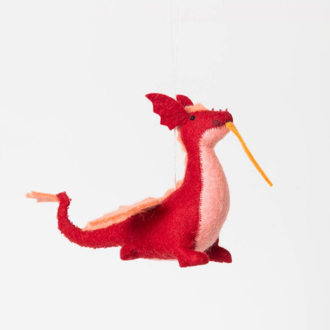Magenta Fire Dragon Ornament, Hand Felted Mythical Animal Charm ...