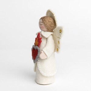 Sacred Heart Angel, Hand Felted White Celestial Holiday Decor, Handmade ...