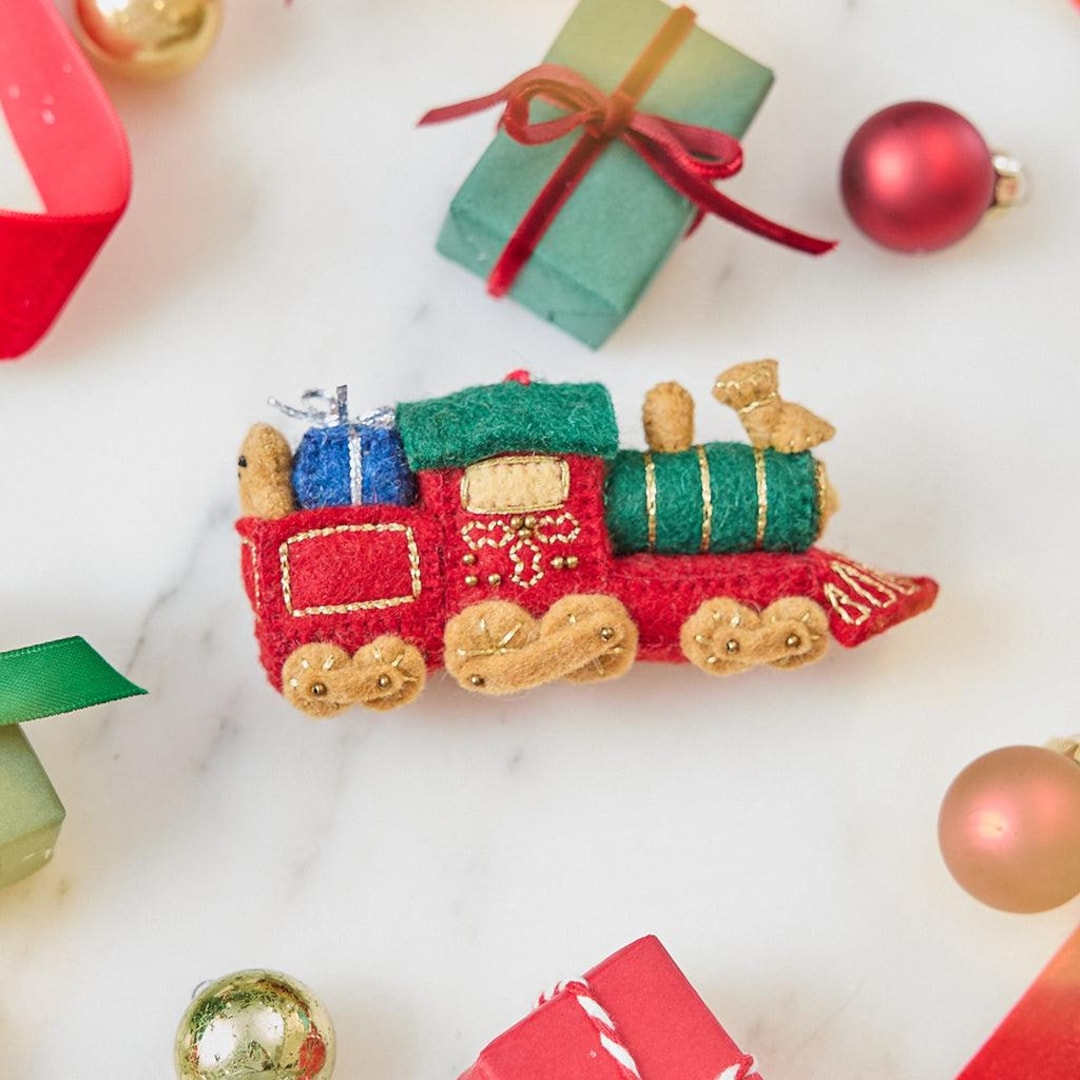 Toy Train Ornament, Handmade Felt Holiday Decor, Festive Railroad ...