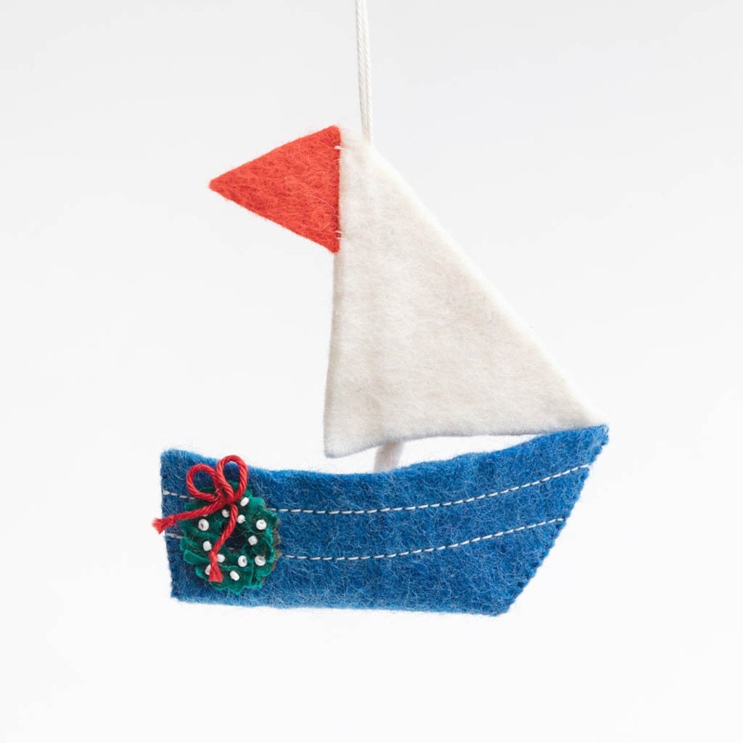 Felt Boat Ornament Dayboat Dream Sailboat Felt Christmas - Etsy