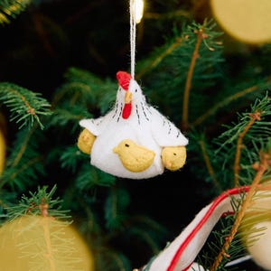 Mama Clucky the Hen With Chicks Ornament, Hand Felted Farm Animal Charm ...