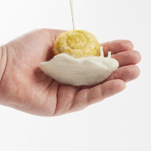 Yellow Slow Living Snail Ornament, Hand Needle Felted Slug Charm ...