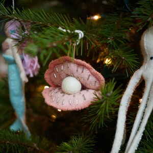 Shimmering Pearl Oyster, Hand Felted Ocean Animal Ornament, Handmade ...