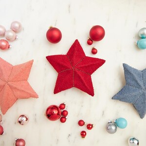Small Blue Star Topper With Silver Beads, Hand Felted Christmas Tree ...