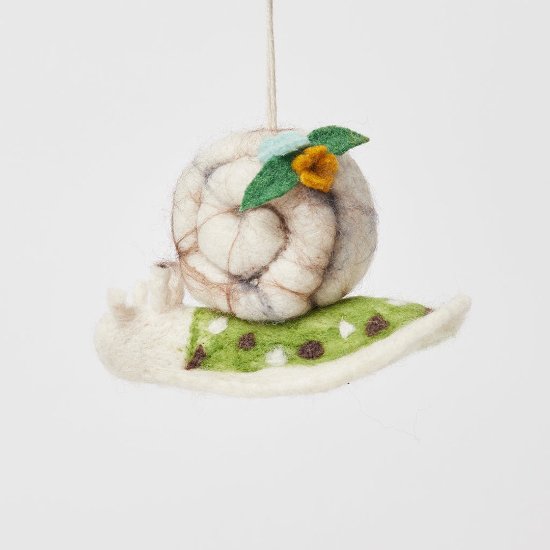 Green Slow Living Snail Ornament, Hand Needle Felted Slug Charm ...