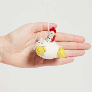 Mama Clucky the Hen With Chicks Ornament, Hand Felted Farm Animal Charm ...