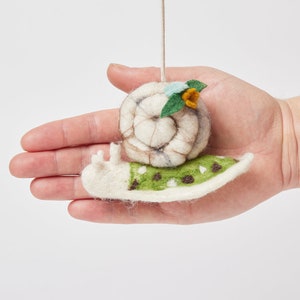 Green Slow Living Snail Ornament, Hand Needle Felted Slug Charm ...