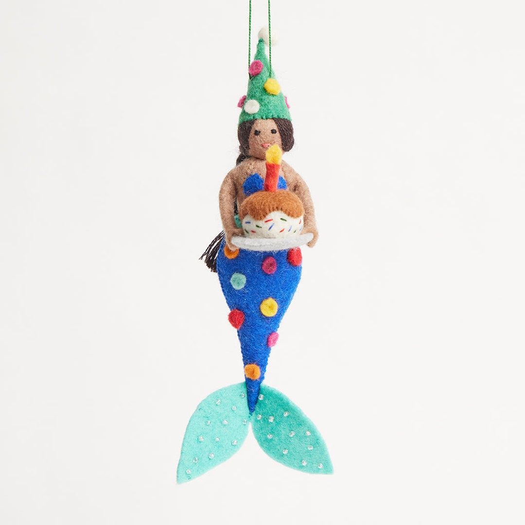 Make a Birthday Wish Mermaid, Hand Felted Siren Ornament, Handmade ...
