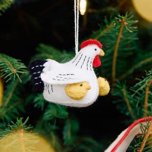 Mama Clucky the Hen With Chicks Ornament, Hand Felted Farm Animal Charm ...